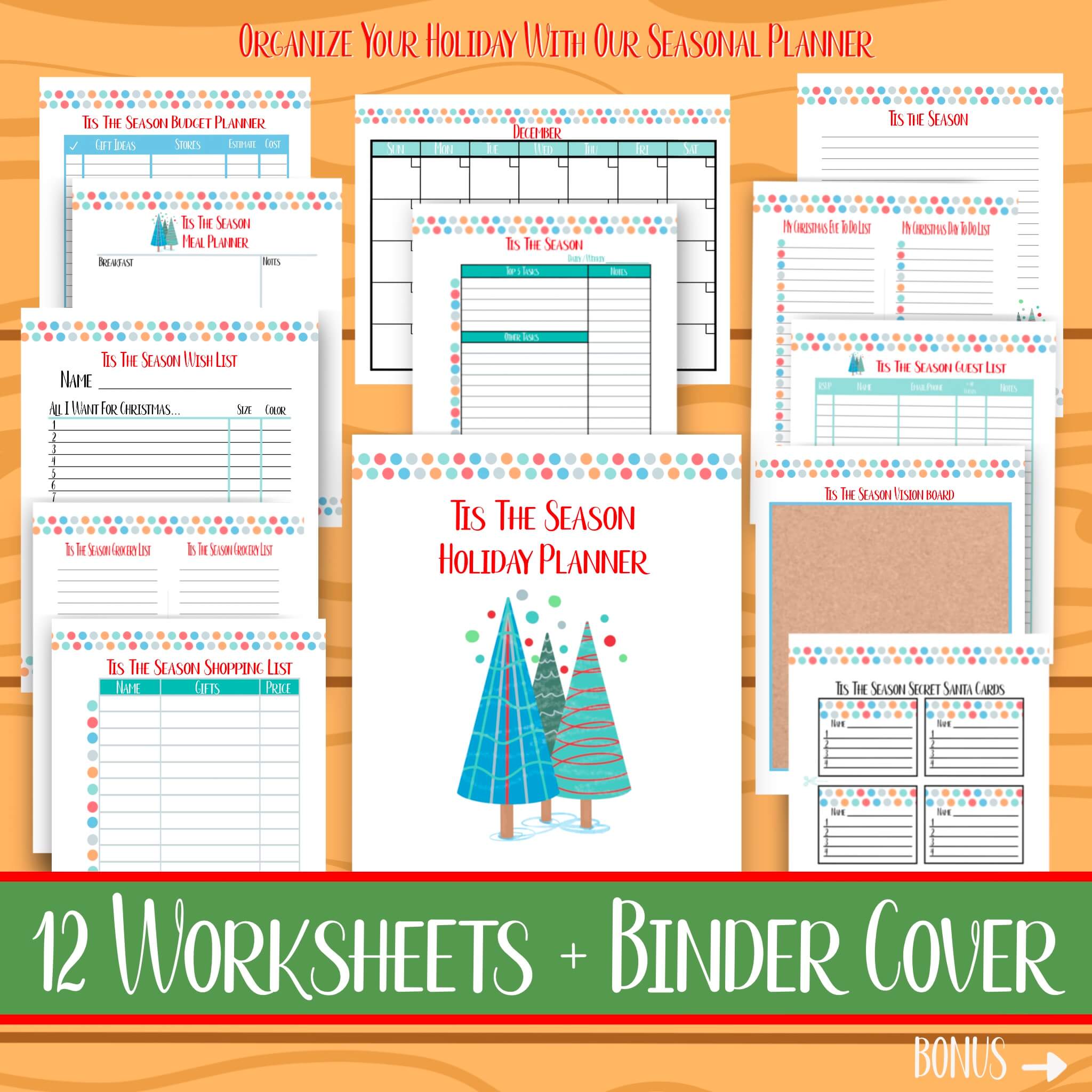 Boho Inspired Holiday Planner Printable Bundle 12 Printable Worksheets ...