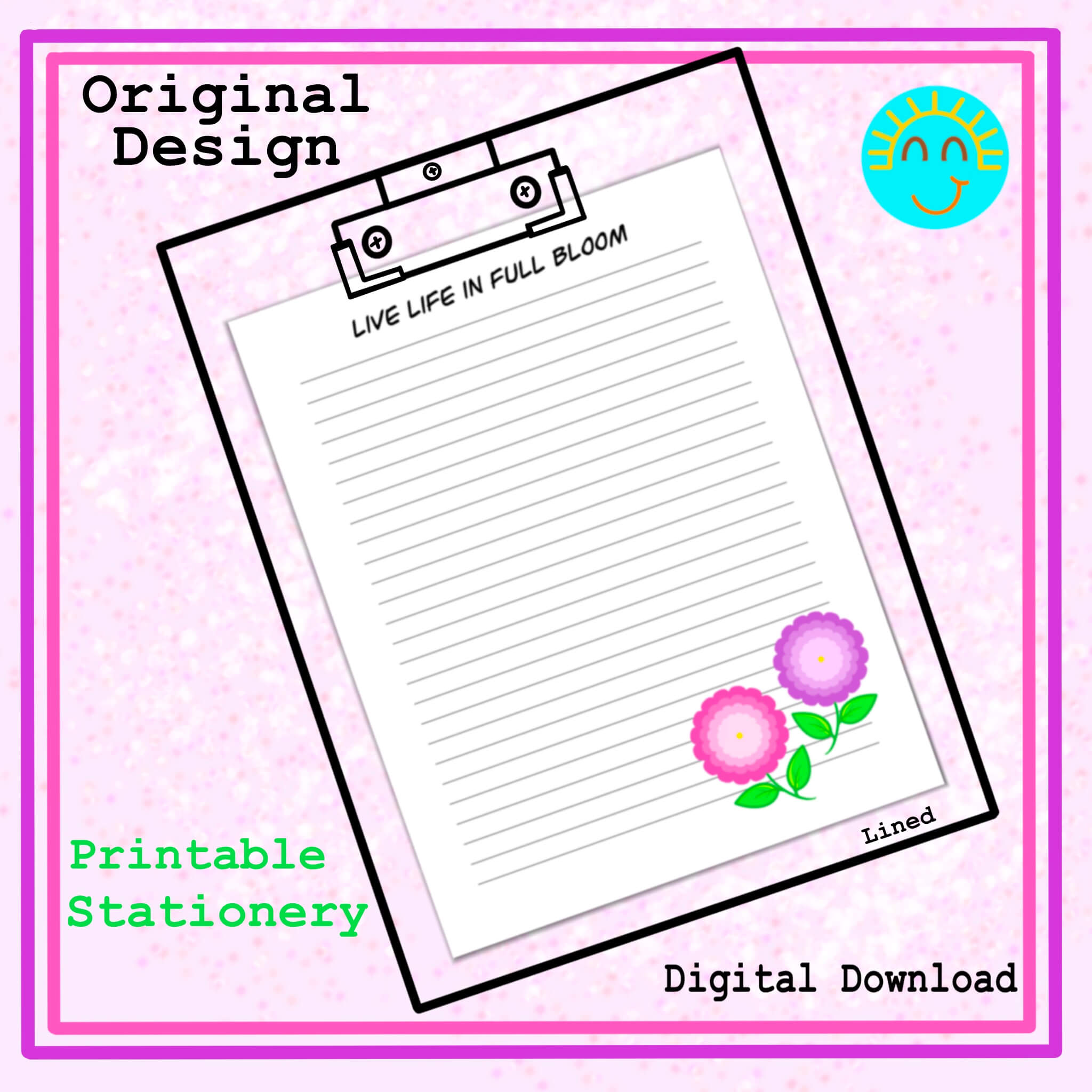 Floral Printable Stationery Journal Writing List Making Digital ...