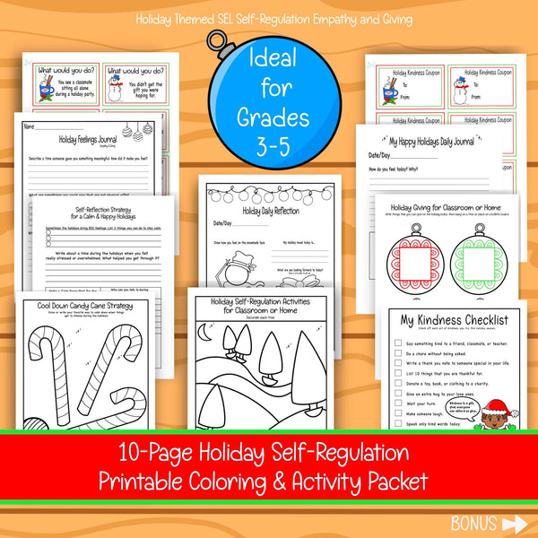 Holiday Social Emotional Learning Bundle Self-Regulation Worksheets ...