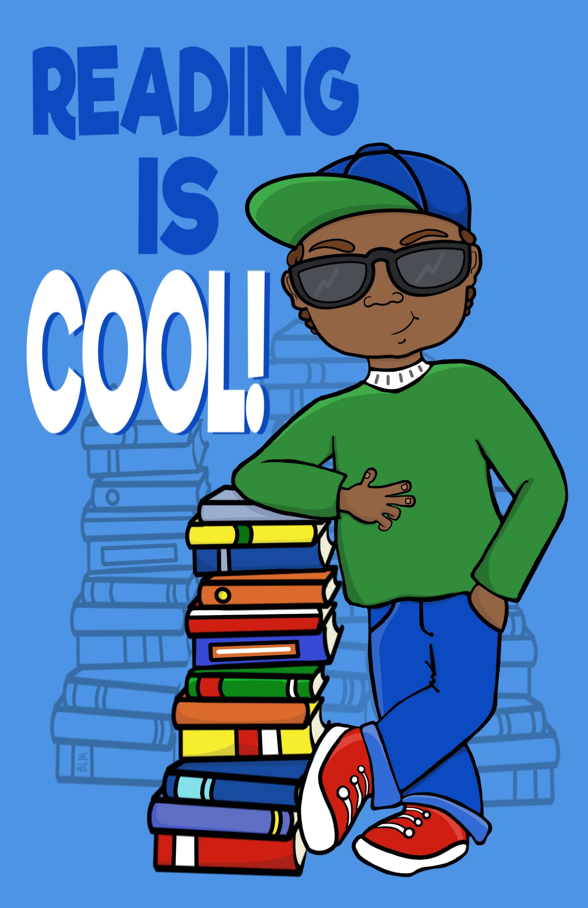 Reading Is Cool Poster for Kids Book Lovers Inspirational Printable Ar ...